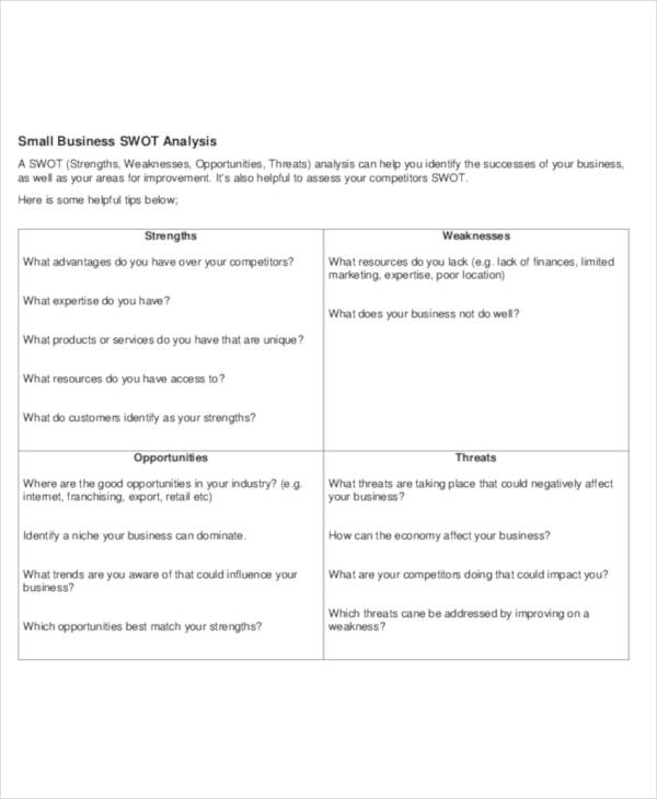 10 Small Business SWOT Analysis Templates PDF Word