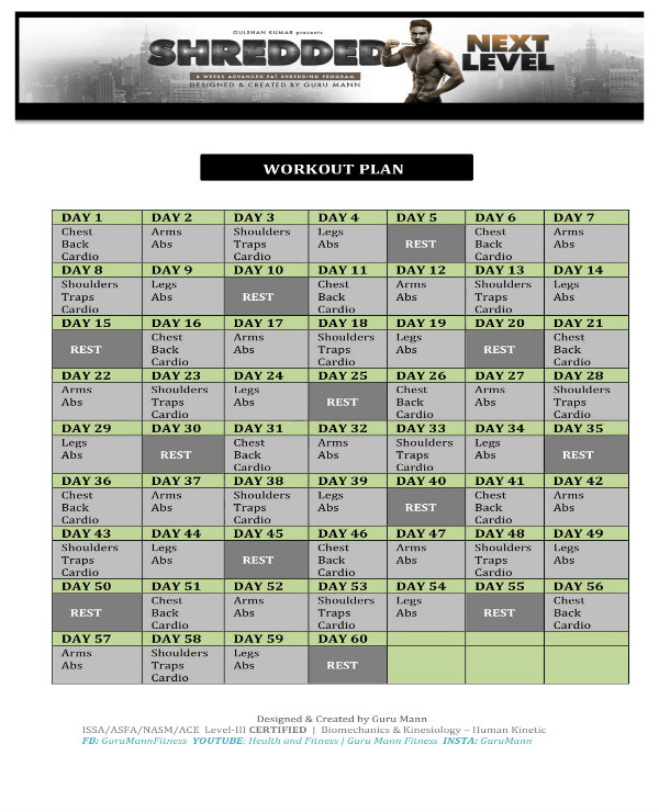 3 Workout Plan Templates PDF