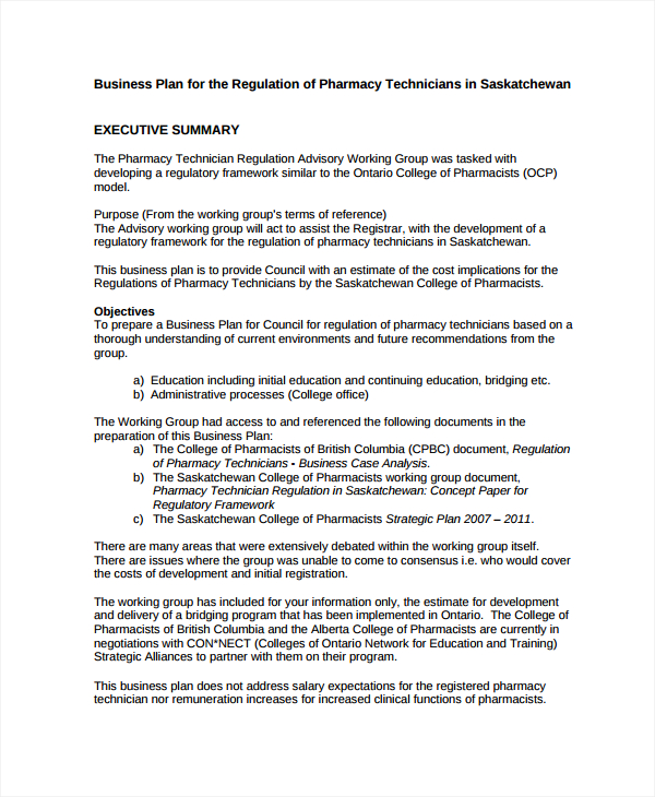 15+ Pharmacy Business Plan Templates - PDF, DOC