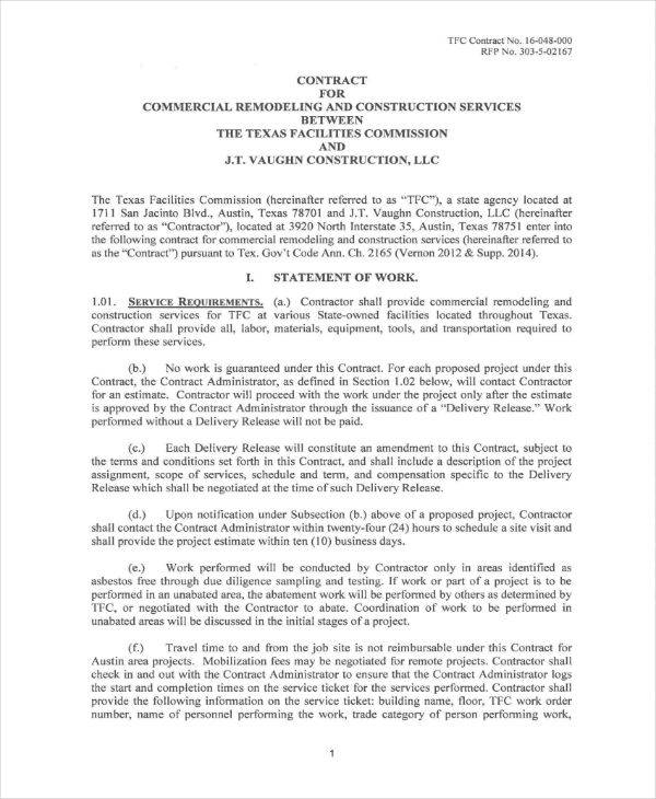4 Bathroom Renovation Contract Templates PDF