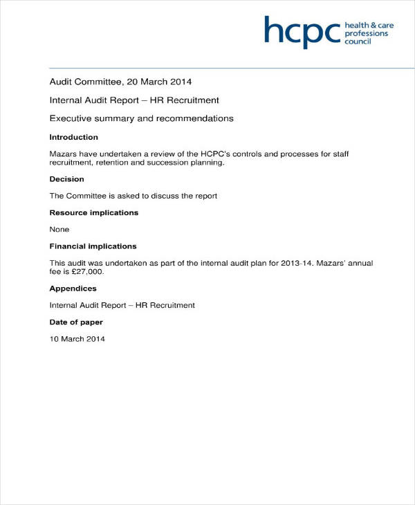 6 FREE HR Audit Report Templates PDF Word Apple Pages