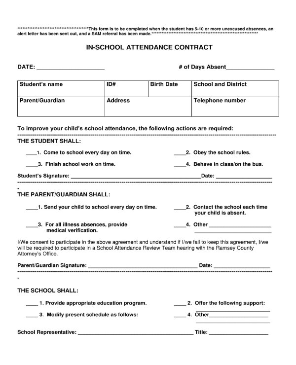 8+ Student Attendance Contract Templates - PDF
