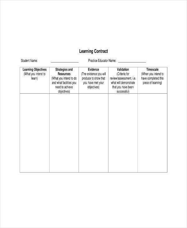 9+ Student Learning Contract Templates - PDF, Word, Google Docs,