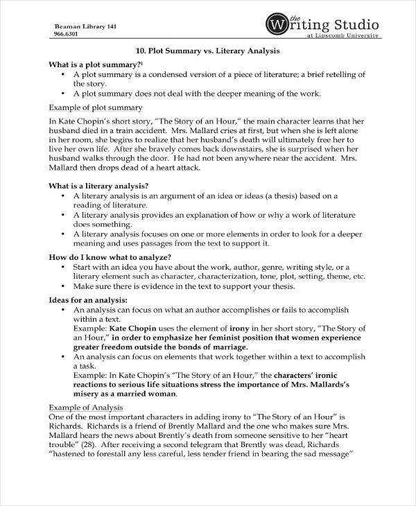 7+ Literary Analysis Templates - PDF, Word