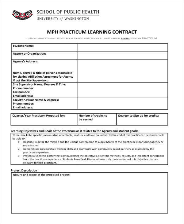 9+ Student Learning Contract Templates - PDF, Word, Google Docs,
