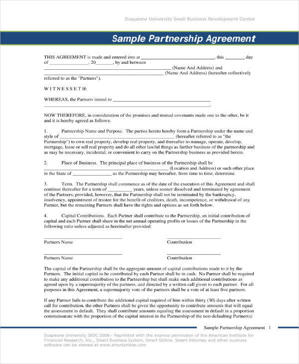 7 FREE Real Estate Partnership Agreement Templates PDF Word Apple Pages