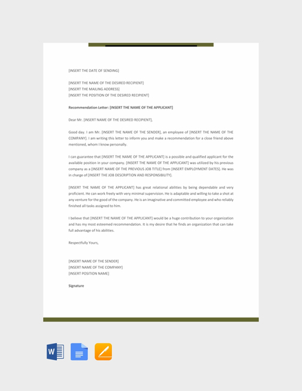16+ Recommendation Letter Templates