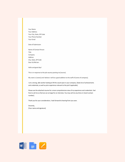 Free 41+ Job Application Letter Examples, PDF, DOC | Free & Premium ...