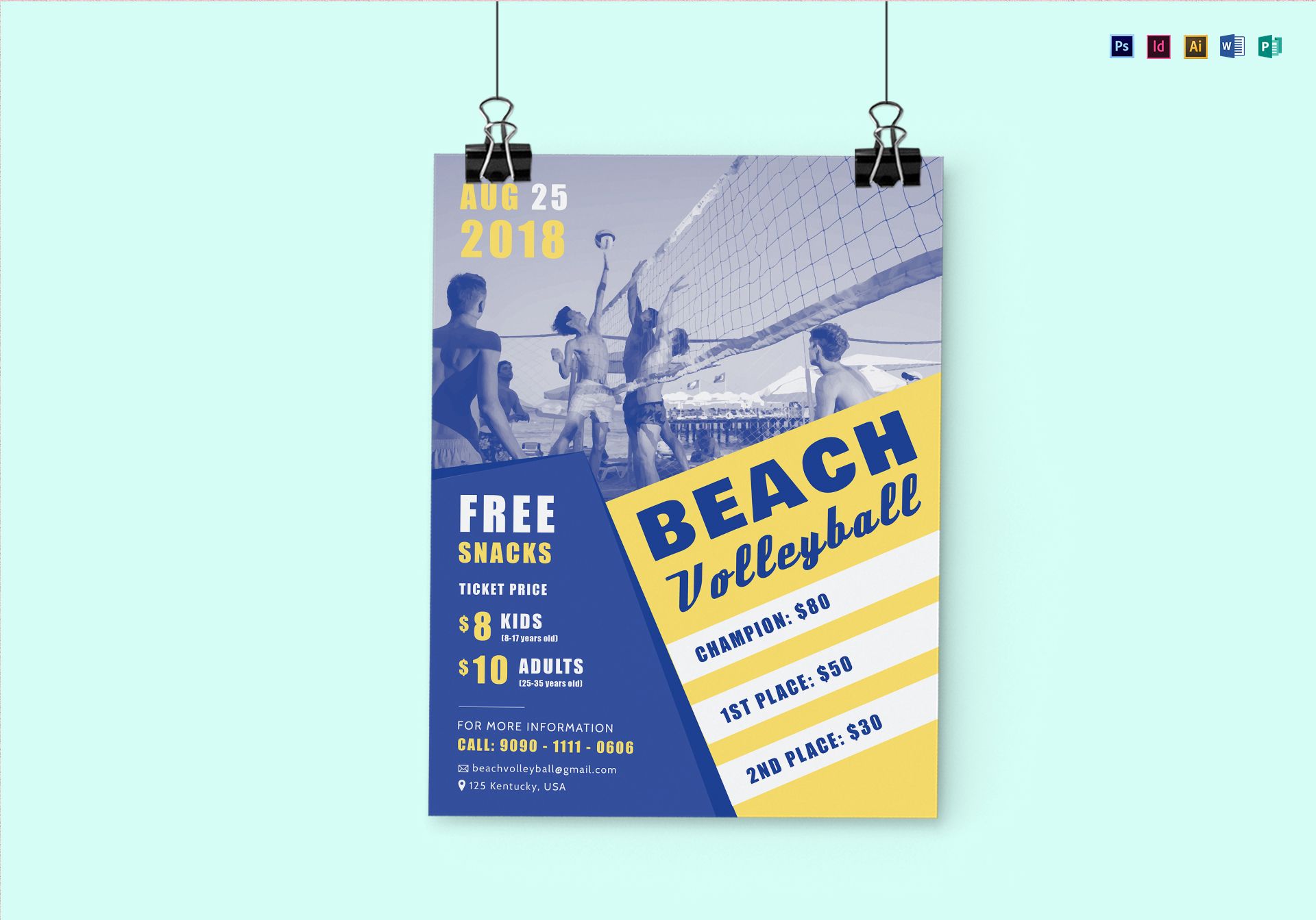 7 Beach Volleyball Flyer Templates Word PSD