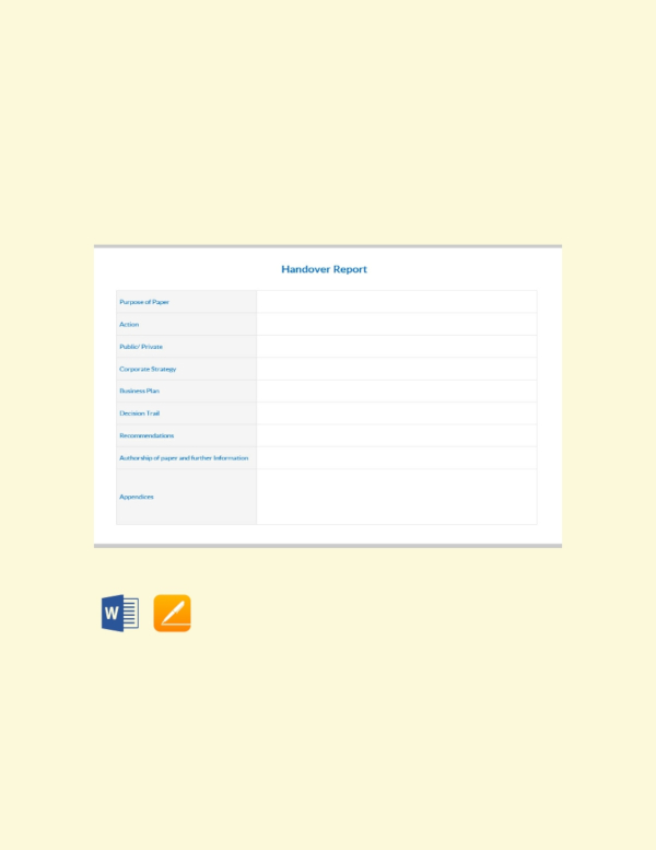 Free 35+ Handover Report Templates in MS Word, PDF, Google Docs, Pages