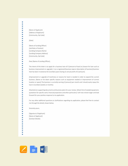 FREE 22+ Loan Application Letters Templates, PDF, DOC