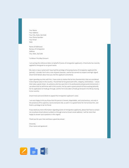 12 Immigration Reference Letter Templates Word PDF Apple Pages 