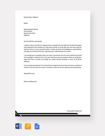 47+ Resignation Letter Templates - Free Word, Excel, PDF, iPages
