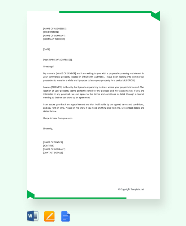 Commercial Lease Proposal Template HQ Template Documents