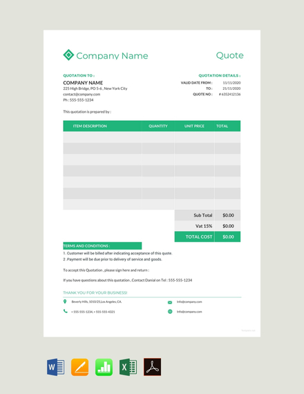 57+ Quotation Templates - PDF, DOC, Excel | Free & Premium Templates