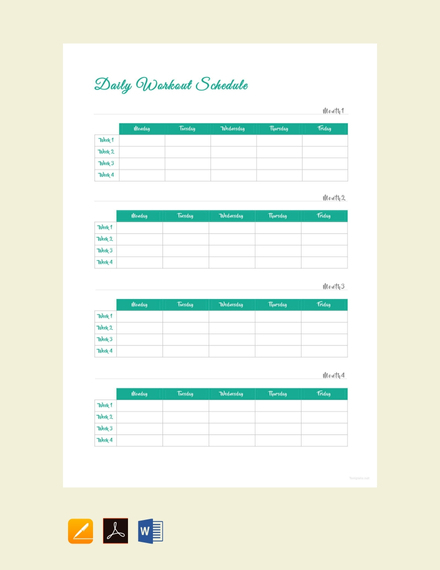 Daily Workout Schedule Template Database
