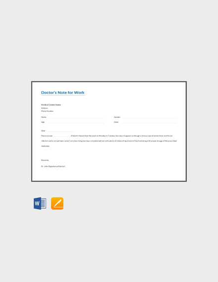 13+ Doctor Note for Work Templates in PDF | MS Word | Apple Pages ...