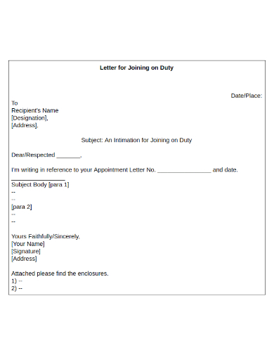 33+ Joining Letter Samples & Format – PDF, DOC