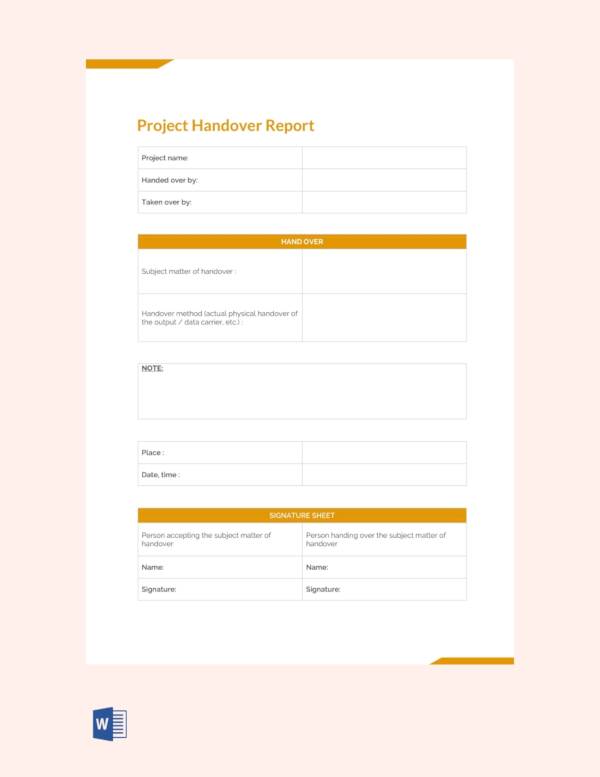 Free 35+ Handover Report Templates in MS Word, PDF, Google Docs, Pages
