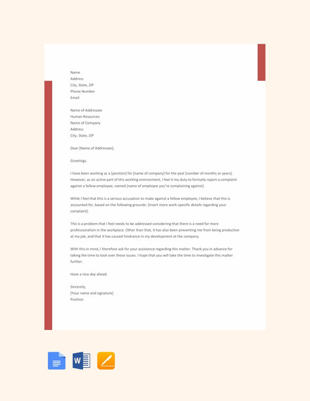 19+ Employee Complaint Letter Templates - PDF, DOC