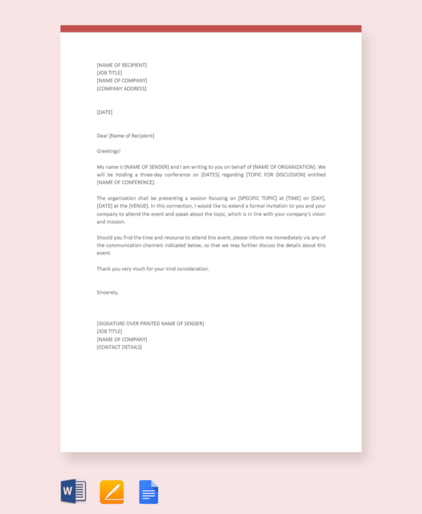 Invitation Letter For Event Template Cari