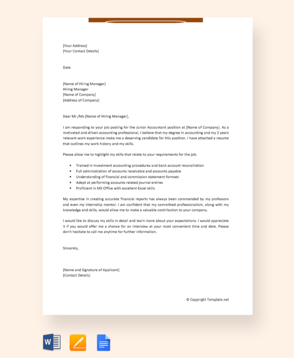 21+ Job Application Letter Templates For Accountant - Word, PDF