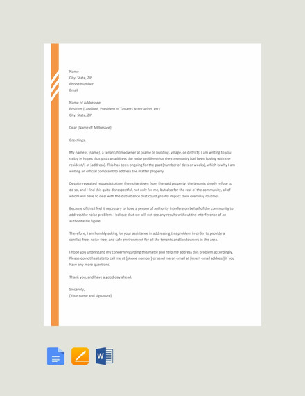 Sample Letter To Neighbor About Noise