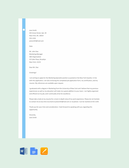 Free 93 Best Application Letter Templates & Samples - PDF, DOC