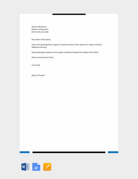 8 Sample Friendly Letter Templates