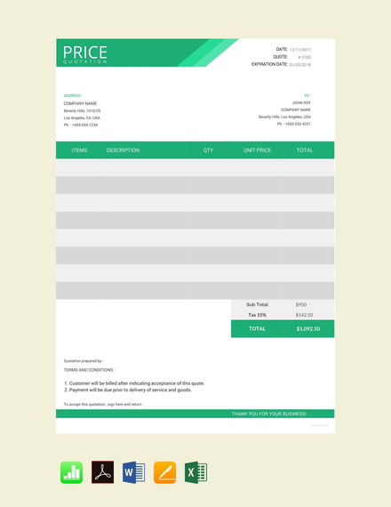 57+ Quotation Templates - PDF, DOC, Excel | Free & Premium Templates