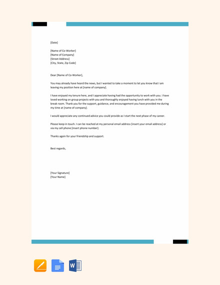 10 Goodbye Letters To Coworkers Word PDF