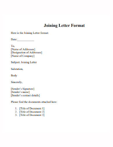 Free 33+ Joining Letter Templates, Format, PDF, DOC