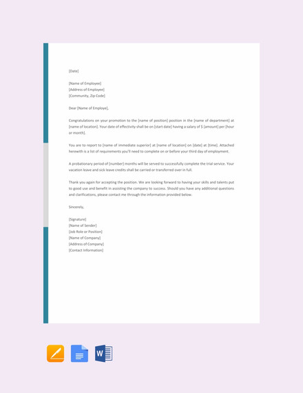 21+ FREE Promotion Letter Templates - PDF, DOC, Apple Pages, Google Docs