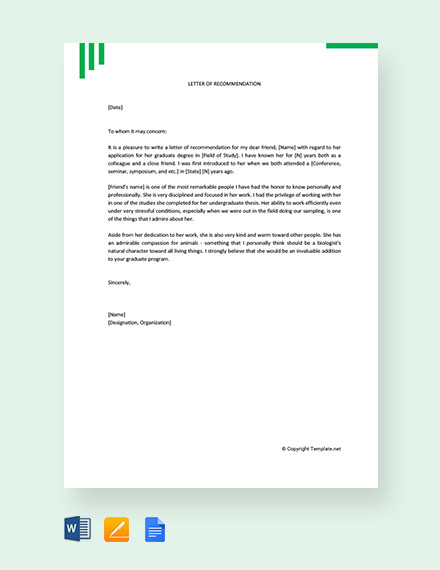 15+ Letters of Recommendation for Graduate School - PDF, DOC