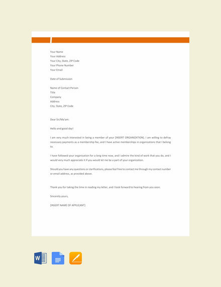 15+ Sample Membership Application Letters - PDF, Word