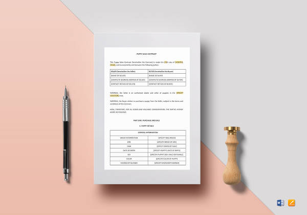 8 Puppy Sales Contract Templates Word Google Docs Apple Pages