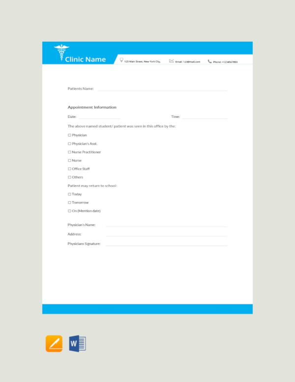 Minute Clinic Doctors Note Template