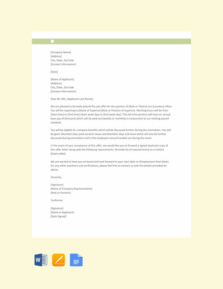 45+ Offer Letter Format Templates - PDF, DOC