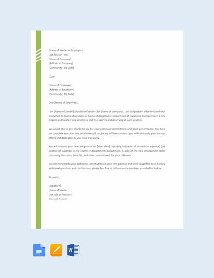 21+ FREE Promotion Letter Templates - PDF, DOC, Apple Pages, Google Docs