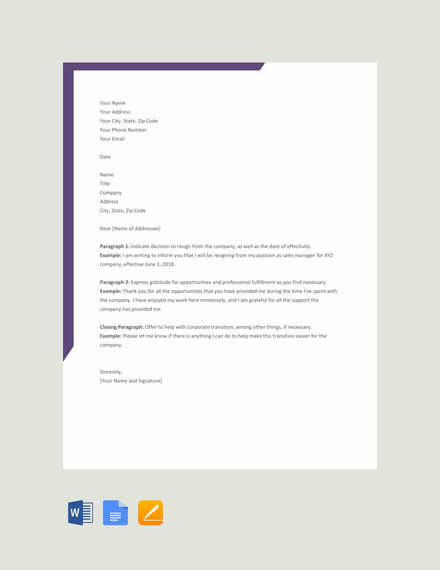 21+ Professional Resignation Letter Templates - PDF, DOC