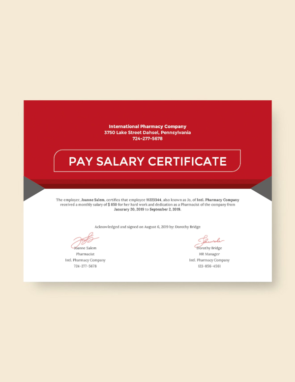 26+ Salary Certificate Formats - PDF, Word