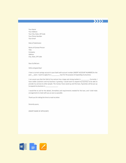22+ Sample Loan Application Letters - PDF, DOC