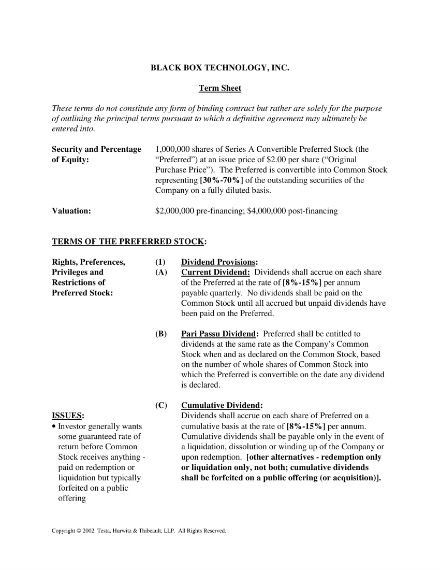 13 Business Term Sheet Templates