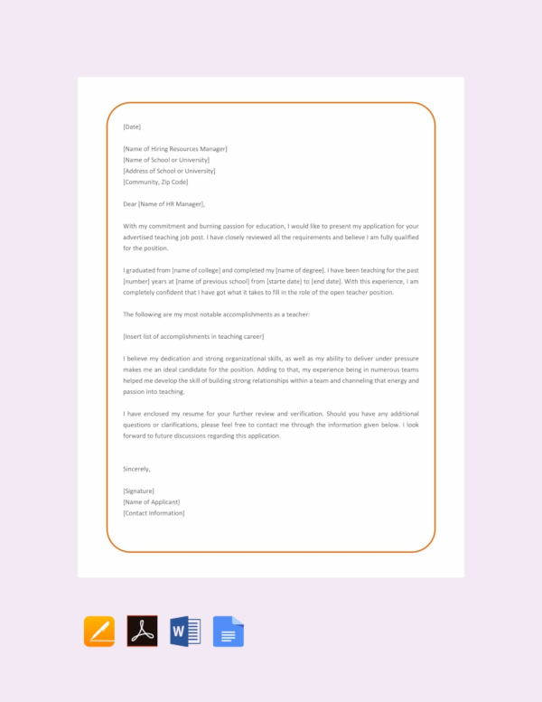 20+ Job Application Letter for Teacher Templates - PDF, DOC