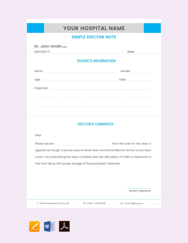37+ Free Doctors Note Templates