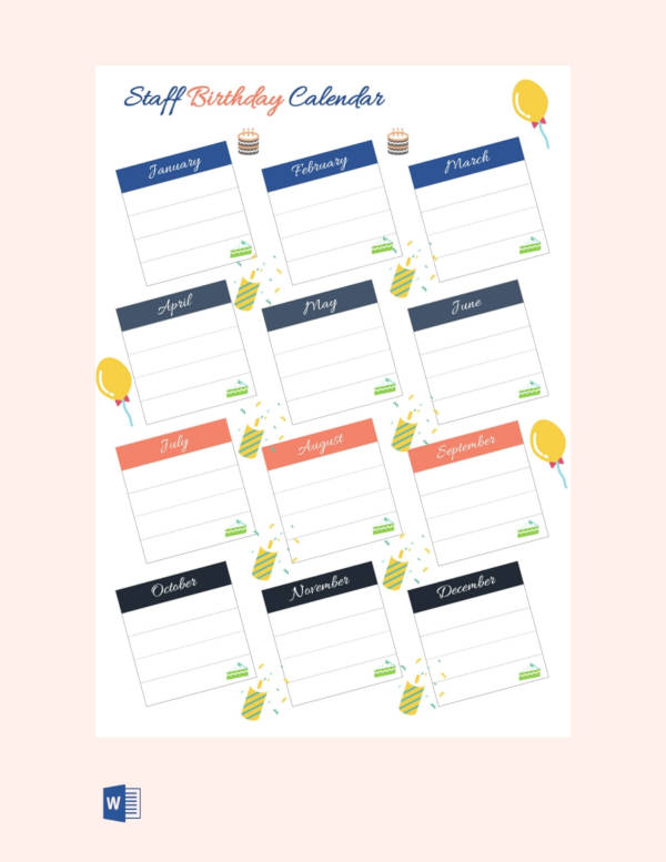43 Birthday Calendar Templates PSD PDF Excel Free Premium 
