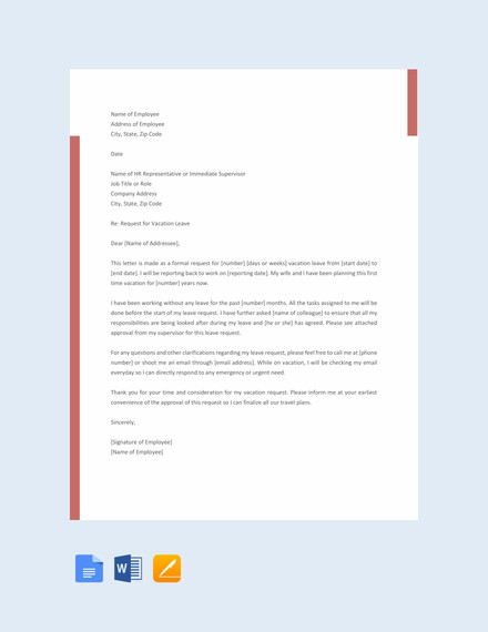 16+ Vacation Letter Templates - PDF, DOC, MS Word, Apple Pages