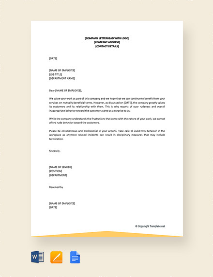 12 Behavior Warning Letter Templates DOC PDF