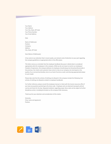 28+ FREE HR Warning Letters - PDF, DOC, Apple Pages, Google Docs | Free ...