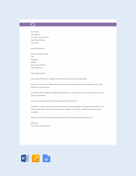 Free 93 Best Application Letter Templates & Samples - PDF, DOC
